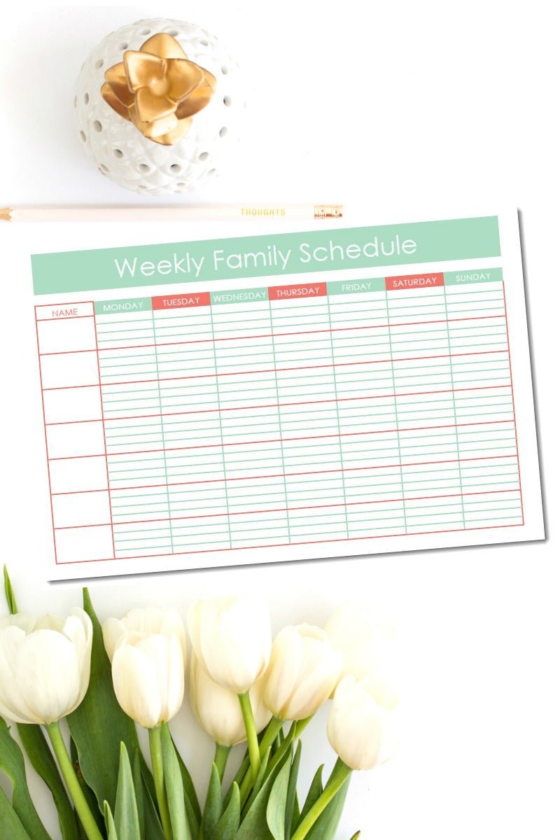Weekly Family Schedule – Clean Eating with Kids